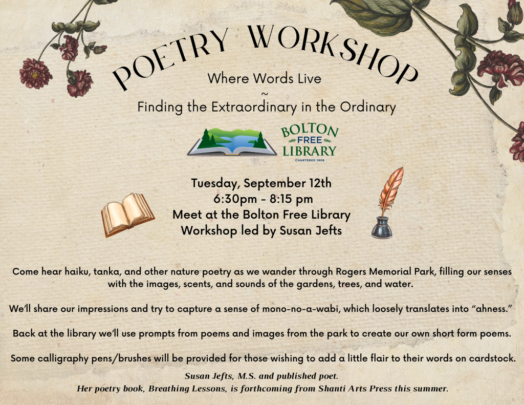 Programs and Events – Mark Your Calendars! – Bolton Free Library
