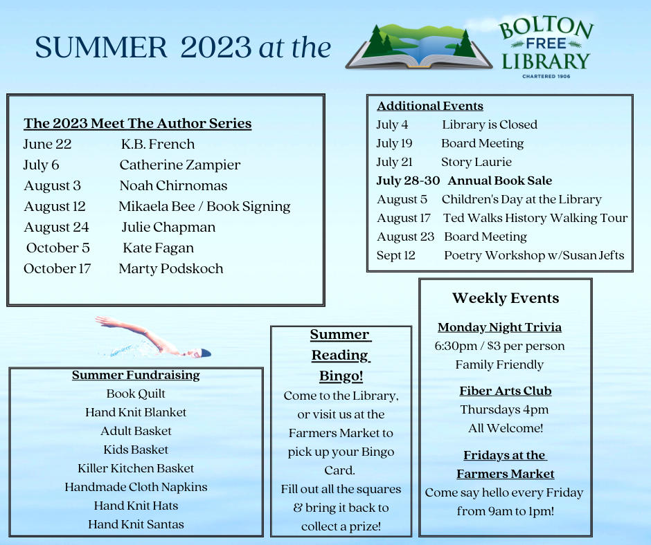 The Library Monthly Calendar – Bolton Free Library